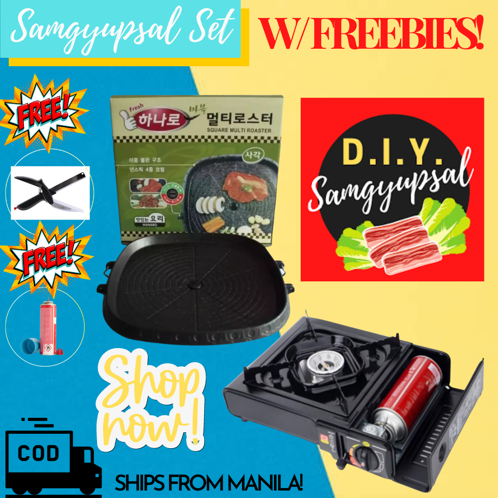 PARCELPH Samgyup Griller Pan & Stove Set Korean Samgyup Griller Butane ...
