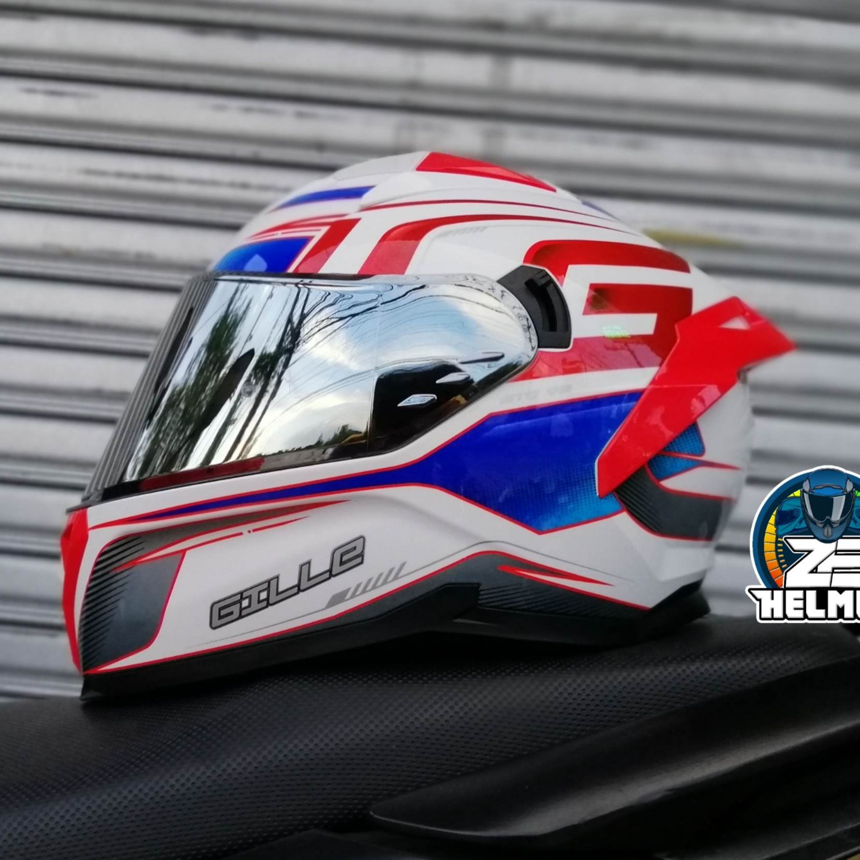 GILLE 501 GTS-V2 MASTER (White/Red/Blue) FULL FACE - DUAL VISOR (with ...