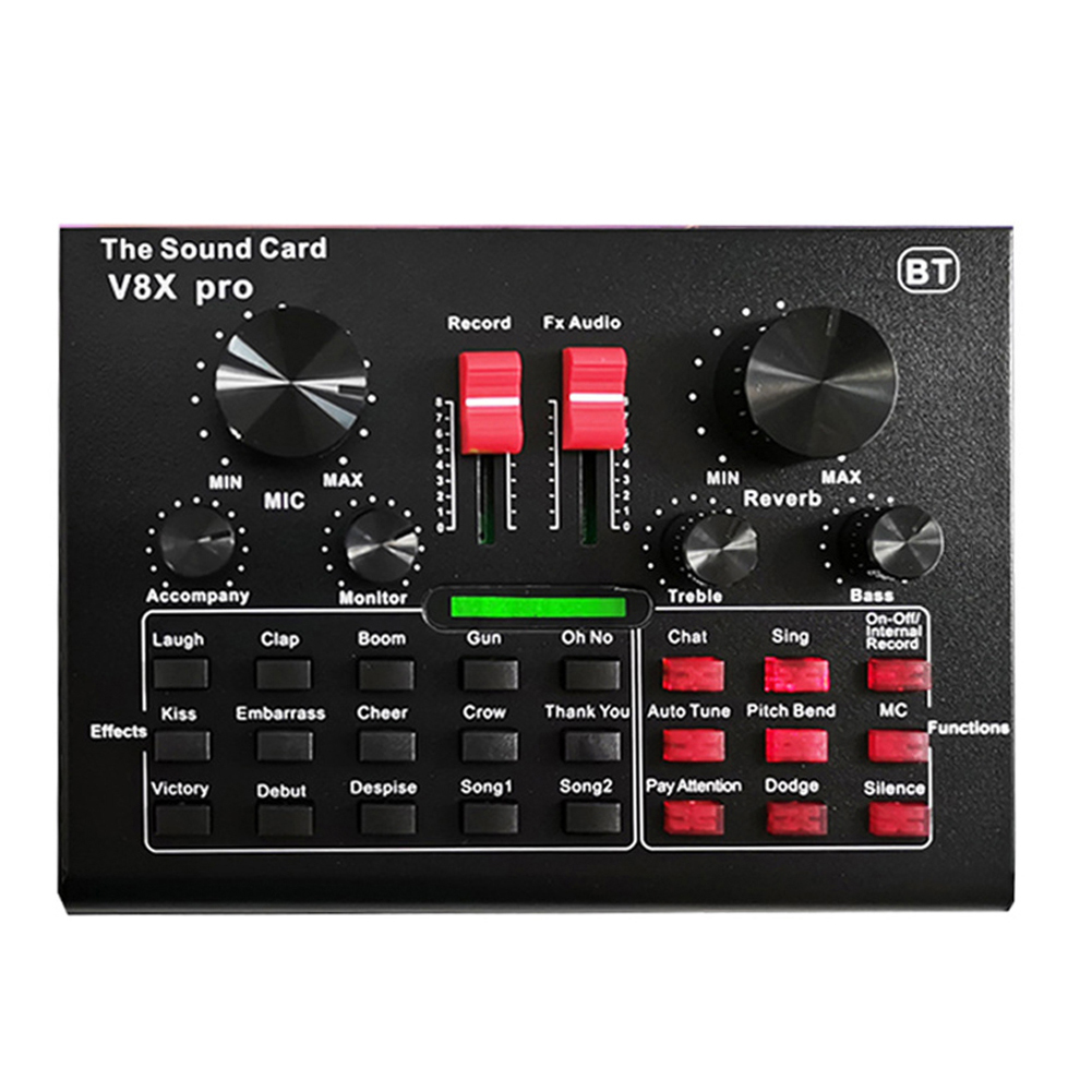 V8X PRO Multifunctional BT Live Sound Card Intelligent Audio Mixer Sound Card for Computers and ...