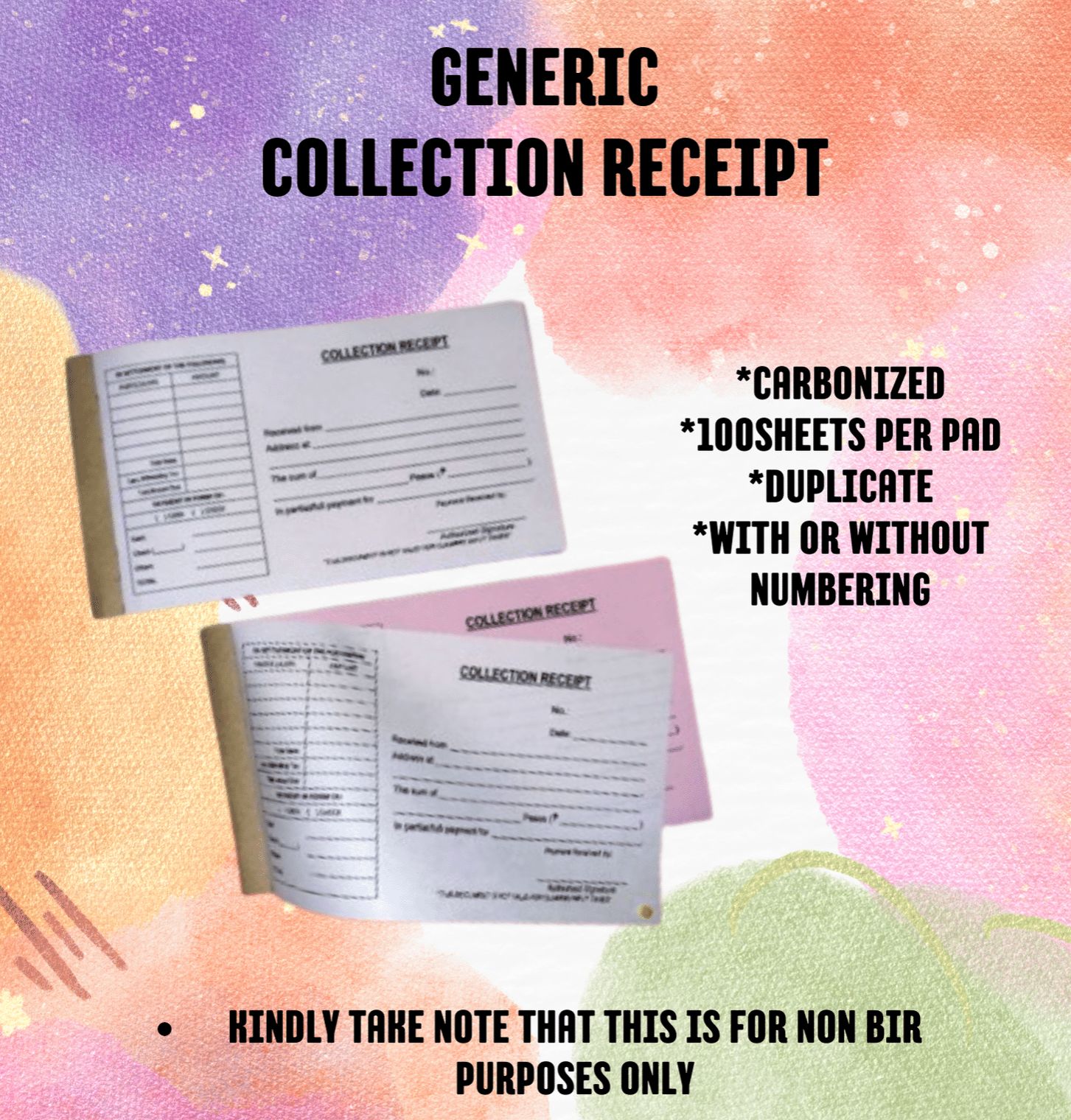 COLLECTION RECEIPT - GENERIC 4x7 inches | Lazada PH