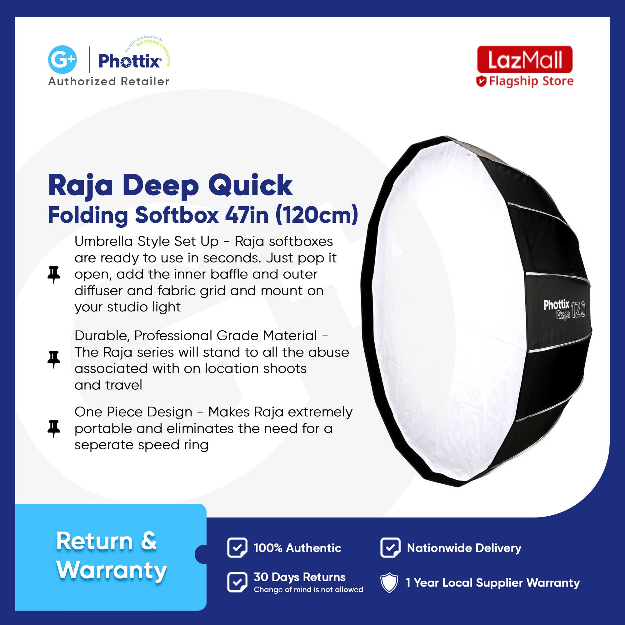 Phottix Raja Quick folding Softbox 120cm | Lazada PH