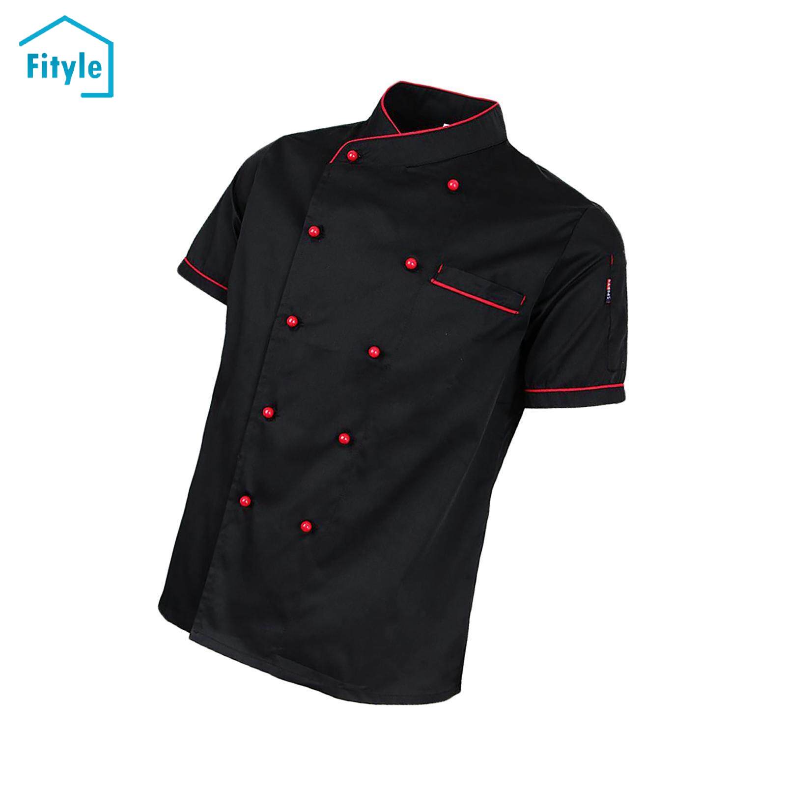 Fityle Chef Jacket Short Sleeve Restaurant Kitchen Culinary School ...