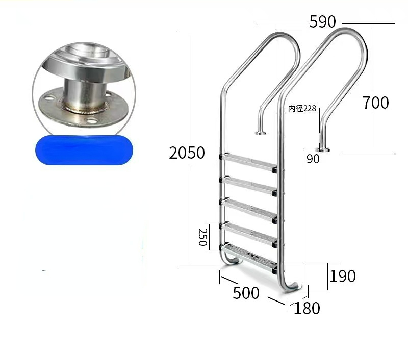 Stainless Steel Pool Steps Pool Escalator with Built-in P Handrails ...