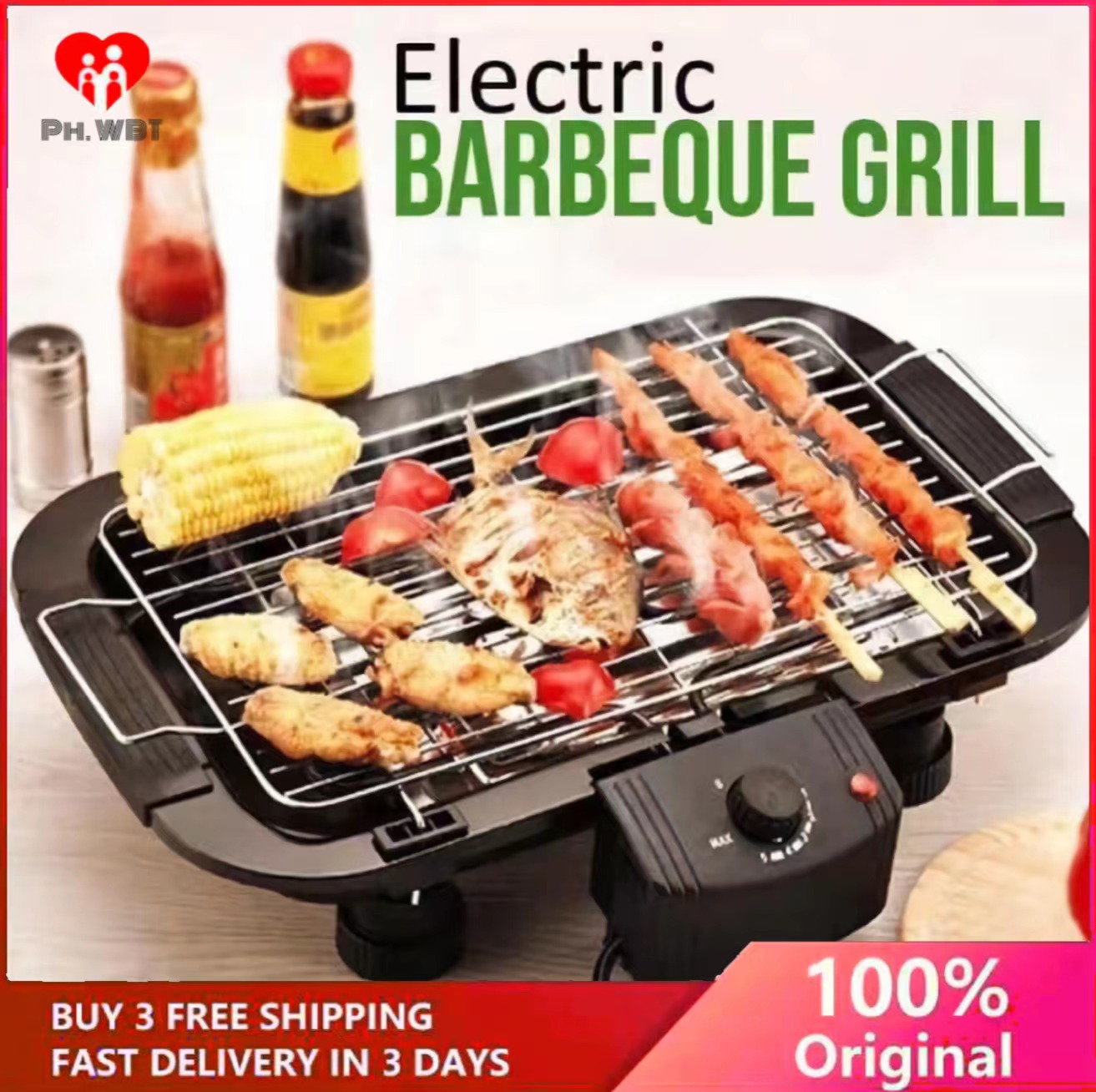 Korean Style Electric Barbecue Grill Adjustable BBQ Stove Temperature ...