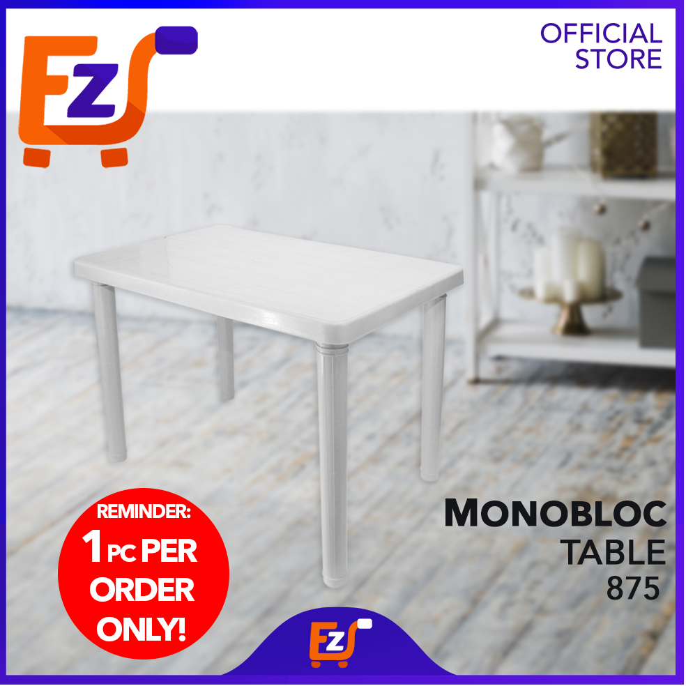 Fuson Monobloc Table 24x36'' 4-8 Seater Indoor/Outdoor Dining Table ...