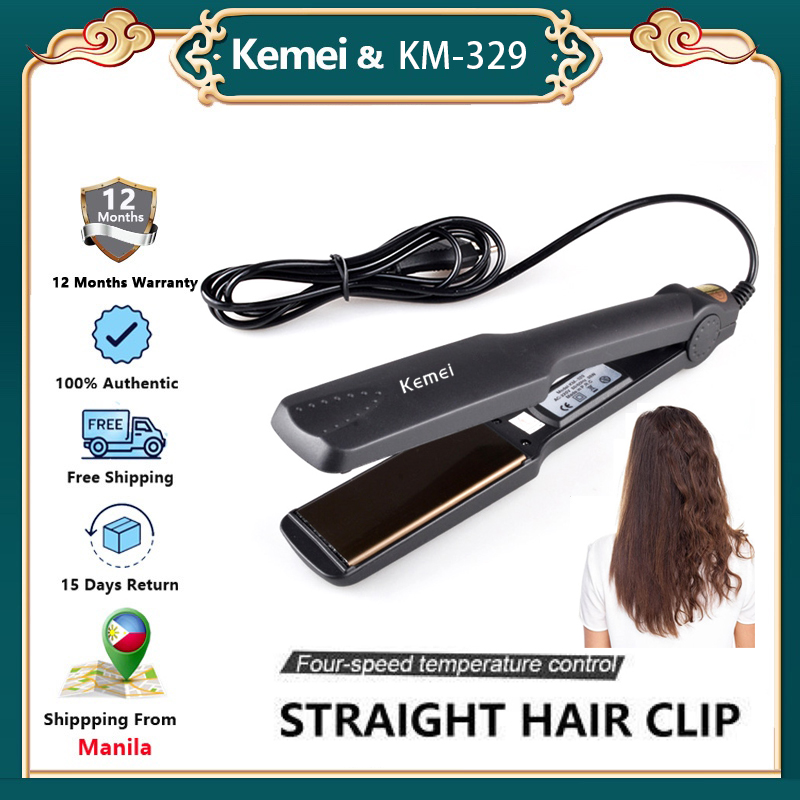 KemeI KM-329 Professional 2 in 1 Straightening Iron Fast Warmup Thermal ...