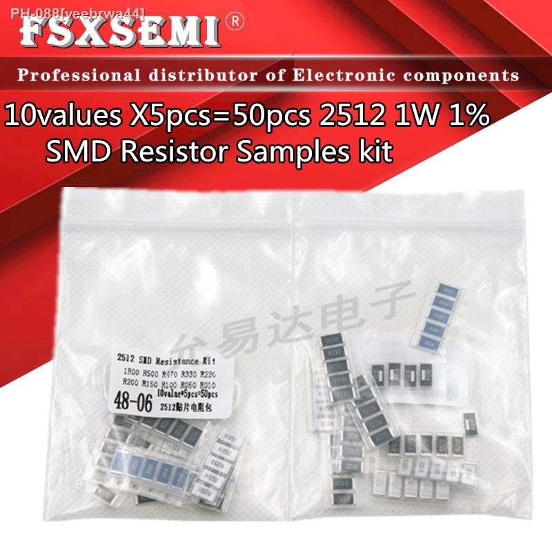 ۞ 10values X5pcs 50pcs 2512 1W 1 1R00 R500 R470 R330 R220 R200 R150 ...