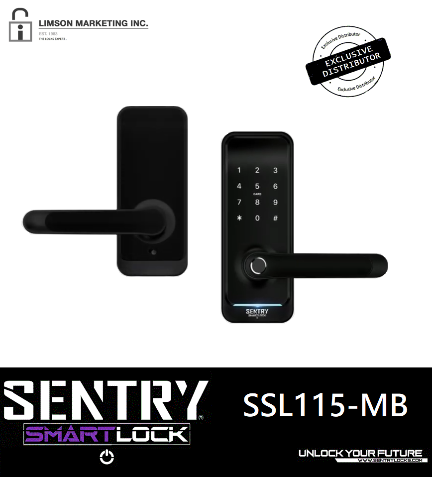 SENTRY SSL115-MB SMART DOOR LOCK MATTE BLACK FINISH | Lazada PH