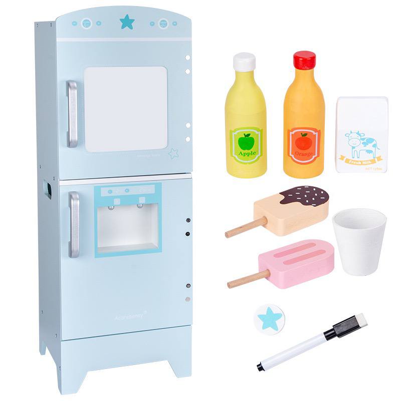 ACAREBANNY Wooden Kitchen & Refrigerator Kids Pretend Play with Lights ...