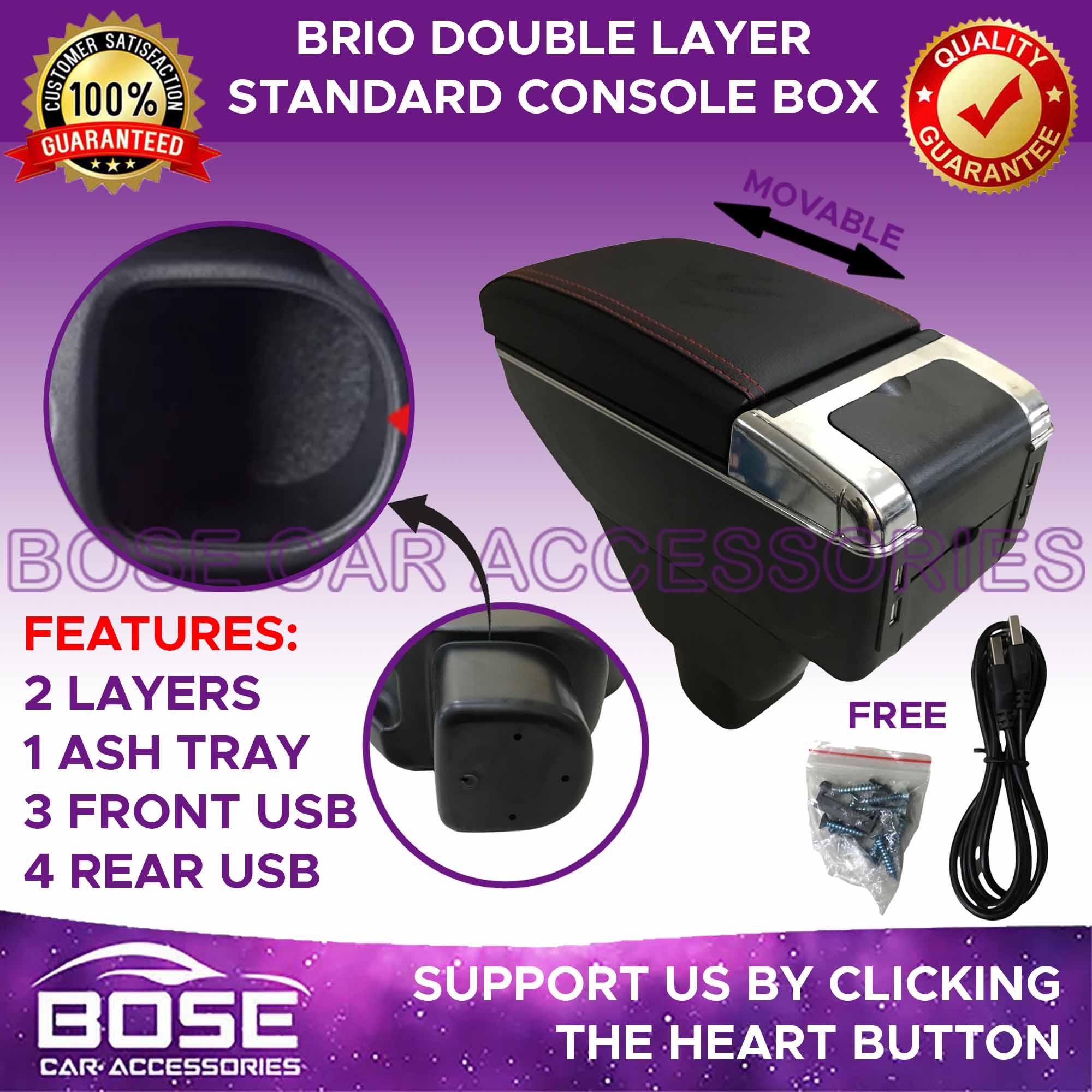 Car Armrest for Honda Brio 2018 2019 2021 2022 2023 Accessories 2 Types ...