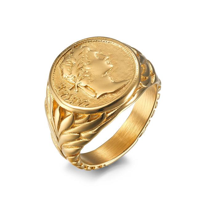 Roman Gaius Julius Caesar Head Rings Vintage Stainless Steel Coin Jules ...