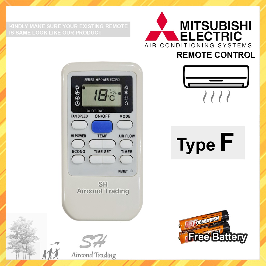 Mitsubishi Aircond Remote Control Replacement free Battery Mitsubishi ...