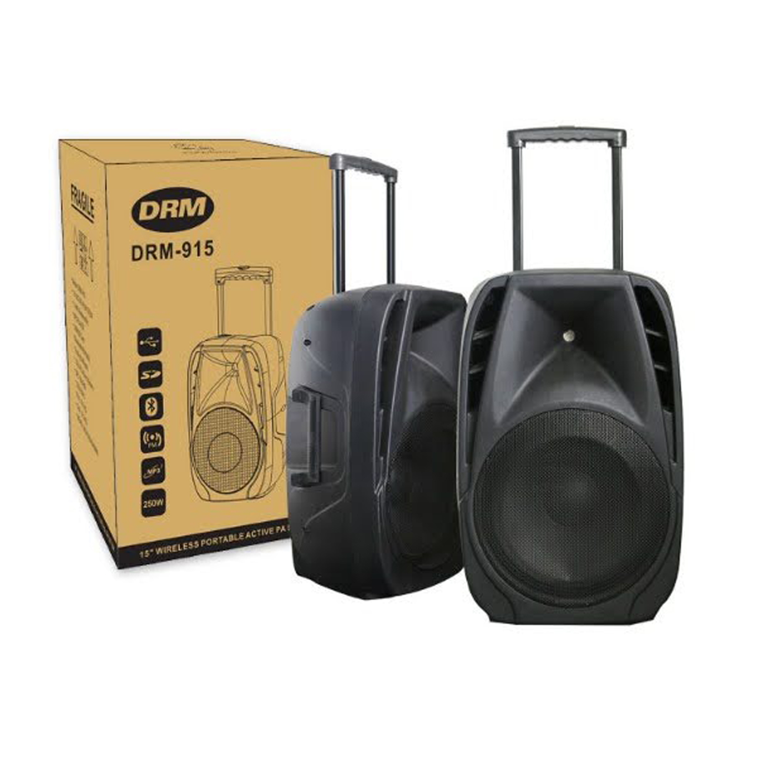 DRM-915 Wireless Portable Active PA System 15" Trolley Speaker With ...