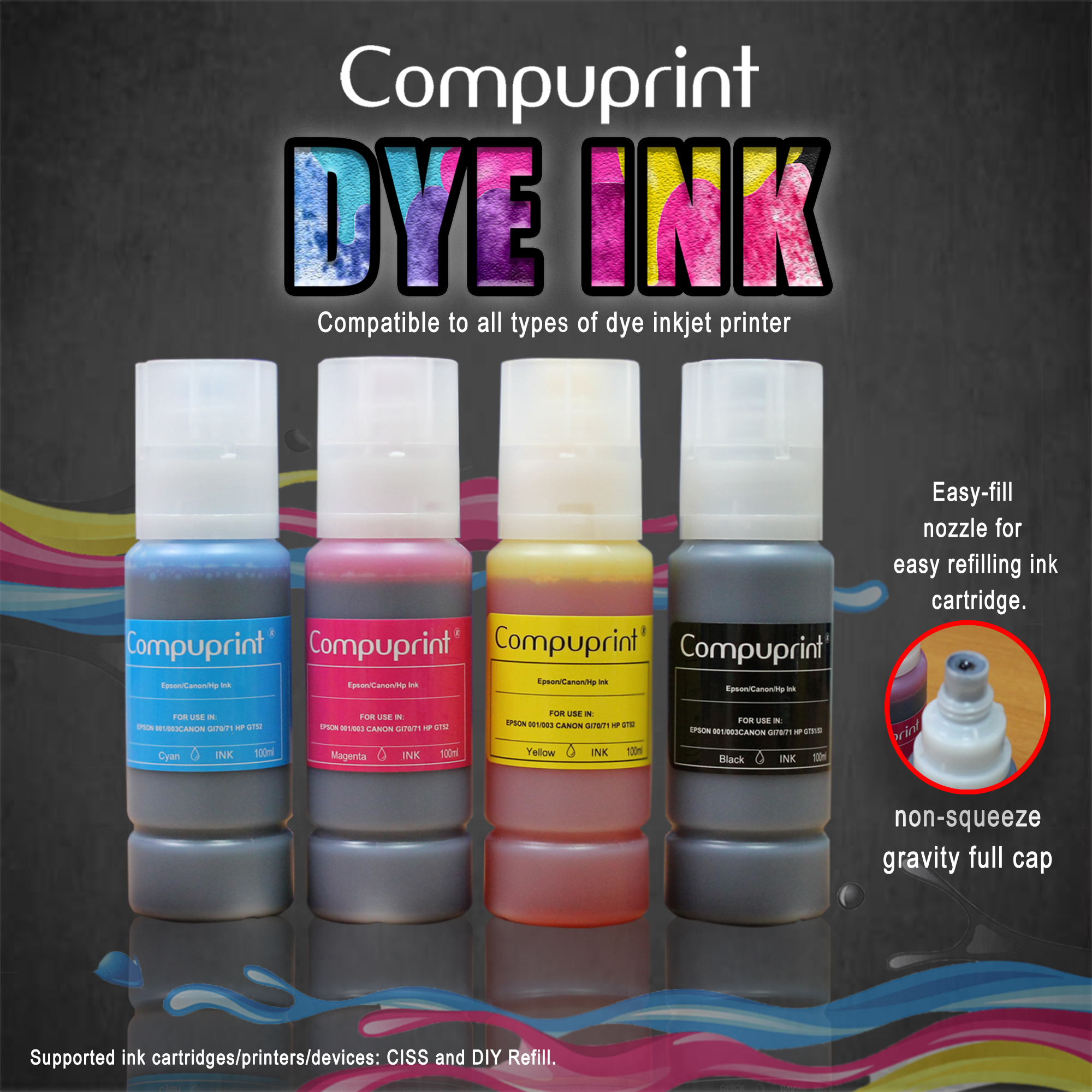 Compuprint Premium Inkjet Dye Ink Universal Ink Continuous ink CISS and ...