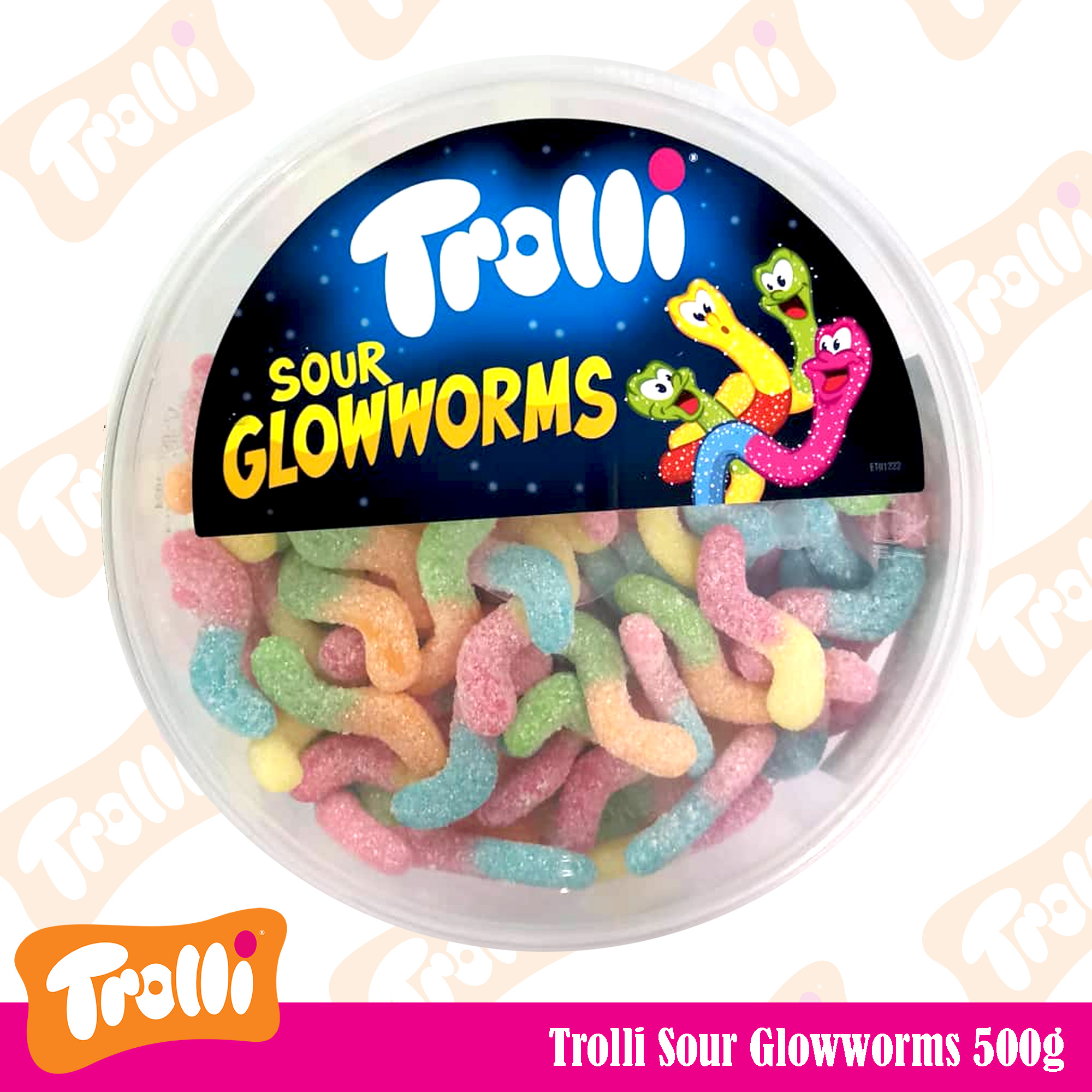 Trolli Sour Glowworms Gummi Candy in Round Tub 500g | Lazada PH