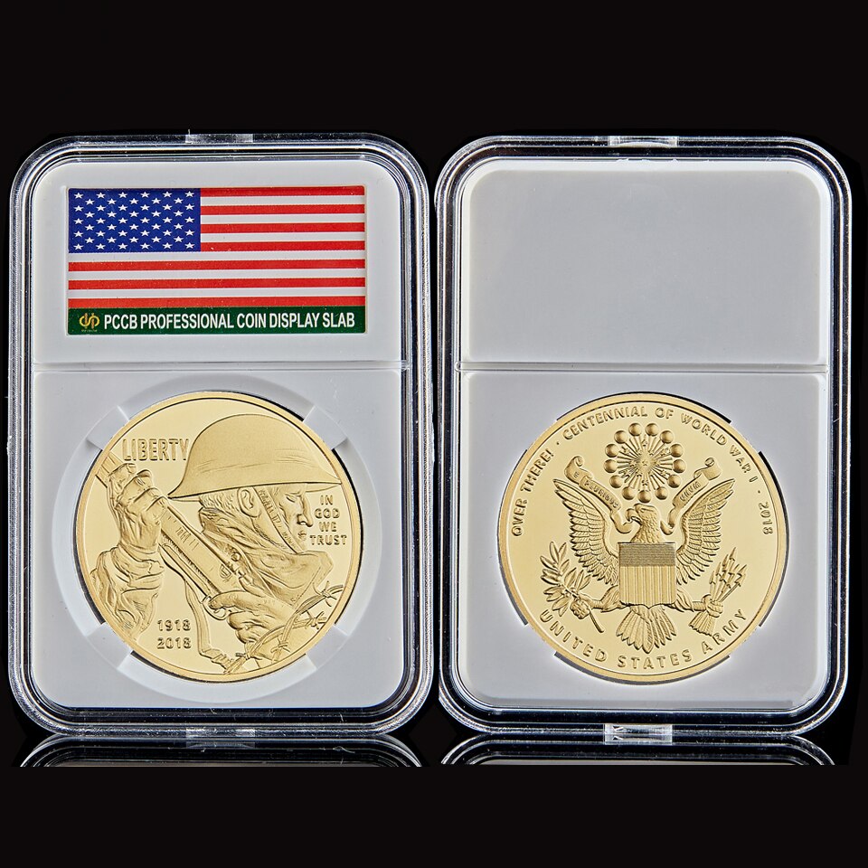 WWI Gold Plated Coin USA Military Army American Liberty Eagle Gold ...