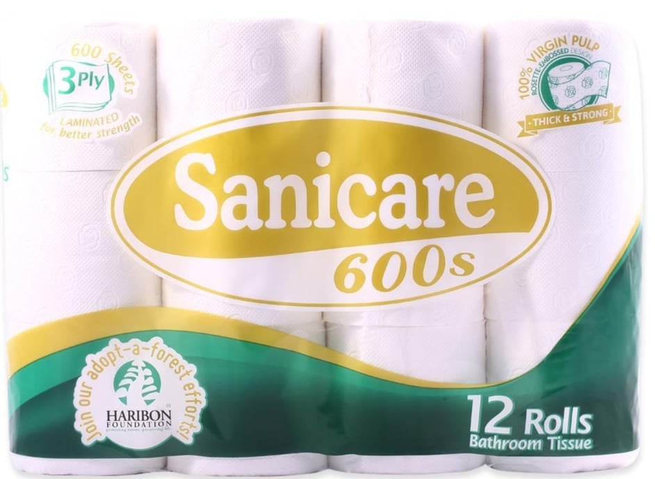 SANICARE BATHROOM TISSUE 3PLY 600 SHEETS 12 ROLLS x 1 Pack | Lazada PH