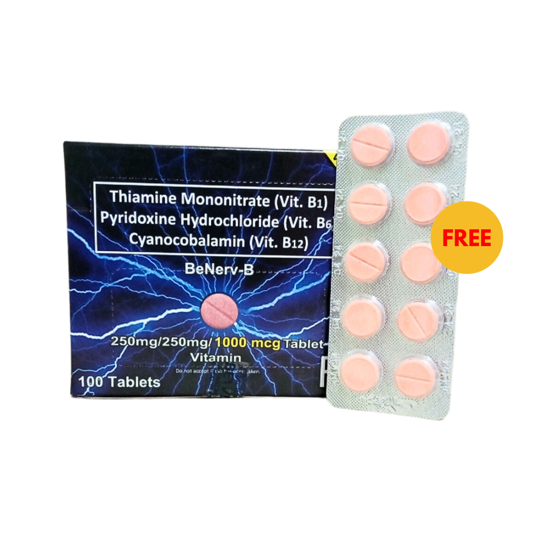 BeNerv-B Vitamin B1 + B6 + B12 100's + Free 10's Tablets Promo for ...