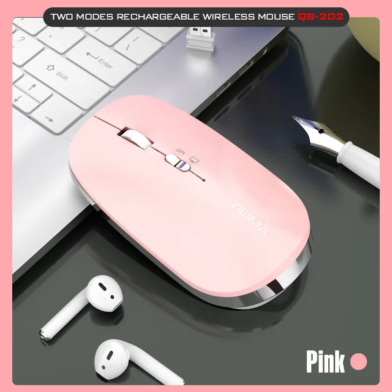 Wireless Mouse USB Rechargeable Mouse Two Modes 2.4Ghz Receiver and ...