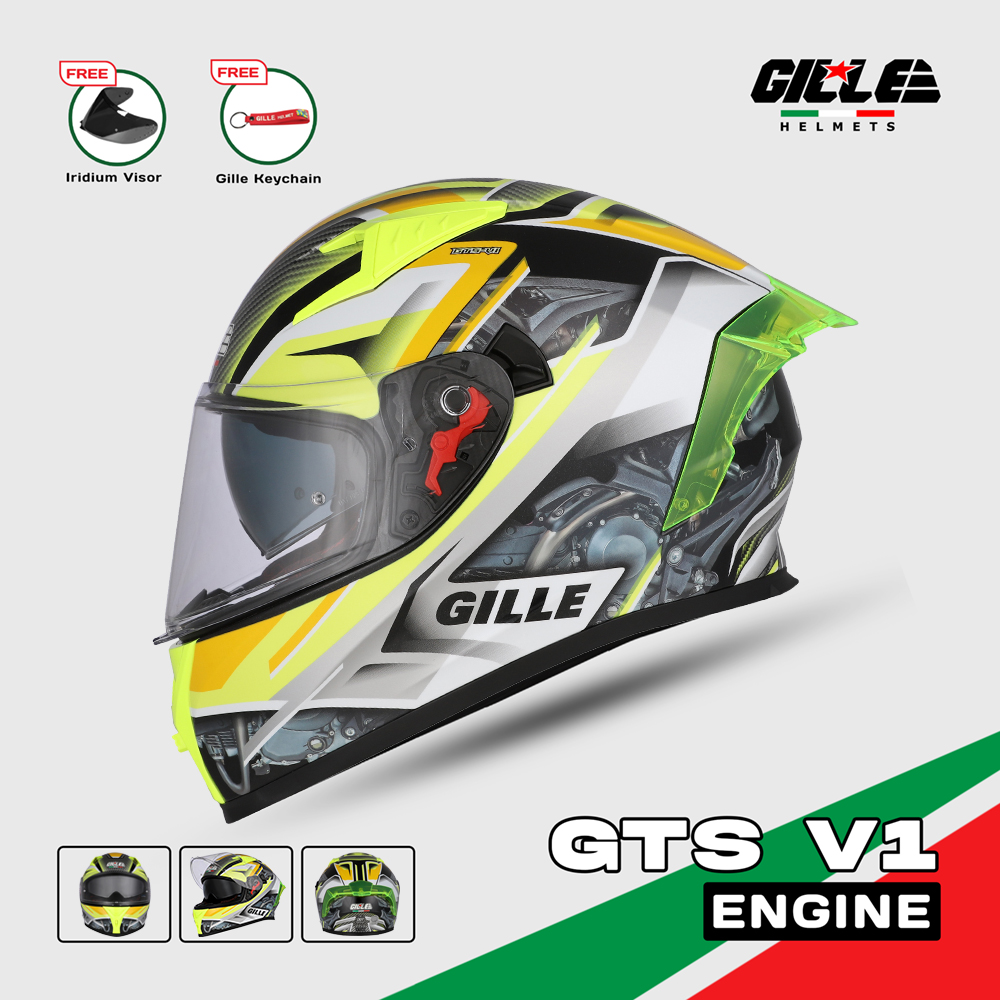 Gille Helmet 135 GTS V1 ENGINE Motorcycle Helmets Full Face Dual Visor ...