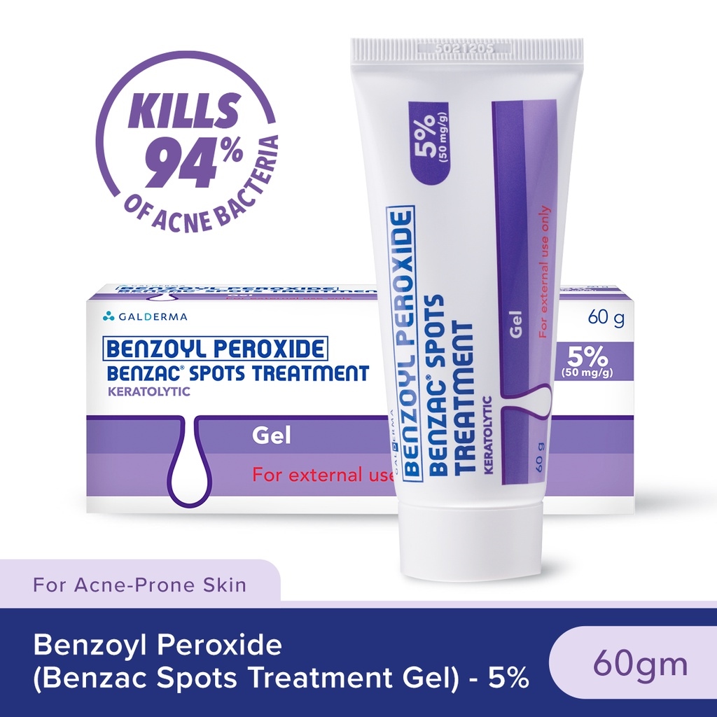 Benzoyl Peroxide Spots Treatment Gel 5 60gm [Anti-Acne / Pimple Cream ...