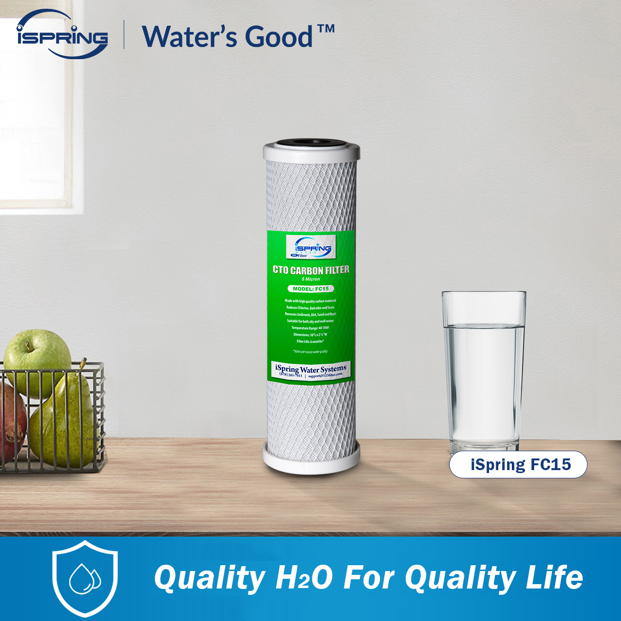 iSpring FC15 5 Micron 10" Replacement CTO Carbon Block Water Filter ...