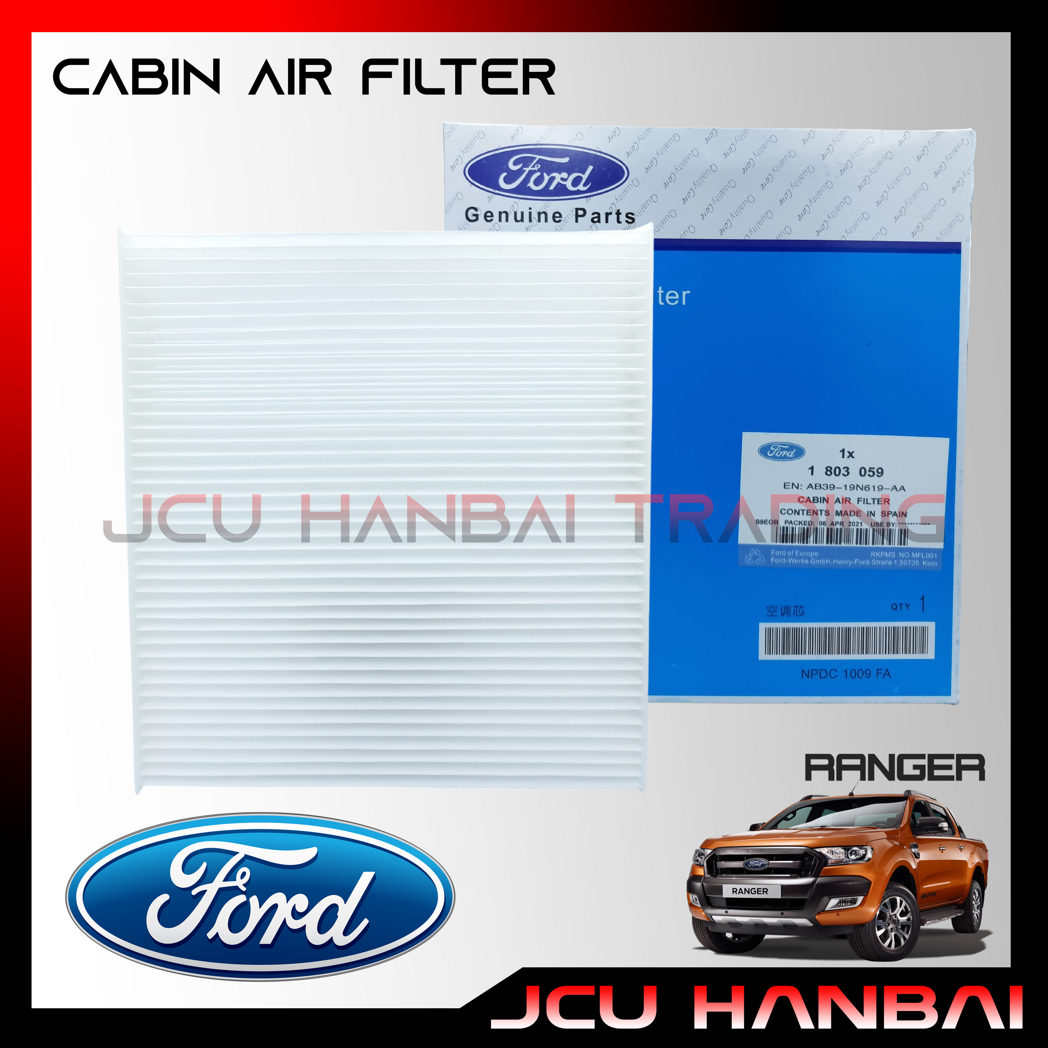 Cabin Filter, Aircon Filter for Ford Ranger 2015,2016, 2017, 2018, 2019 ...