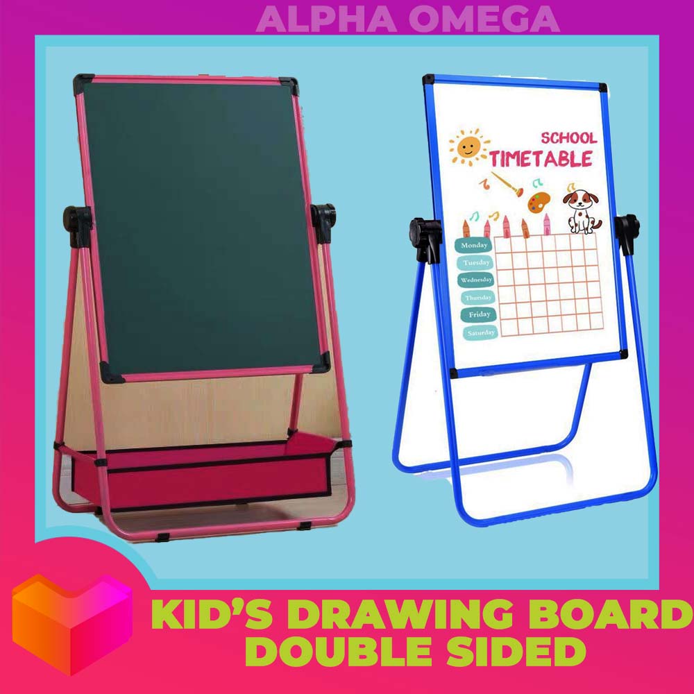 ALPHA OMEGA - Kids Art Drawing Board 2 in 1 Whiteboard & Blackboard ...