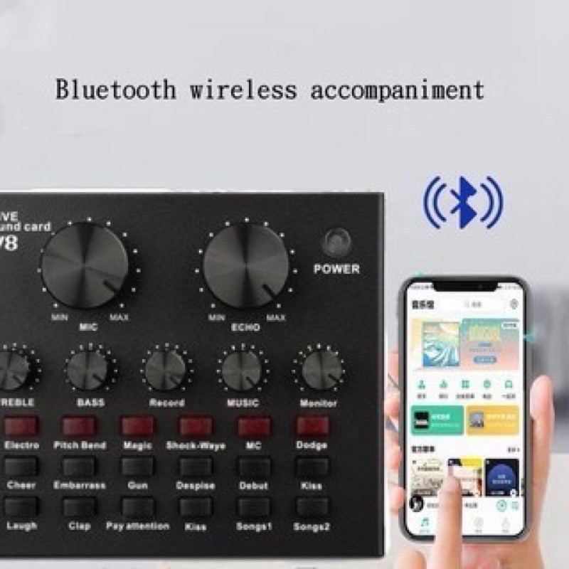 V8 Sound Card Audio Auto Tune Karaoke Microphone Live Broadcast Sound ...