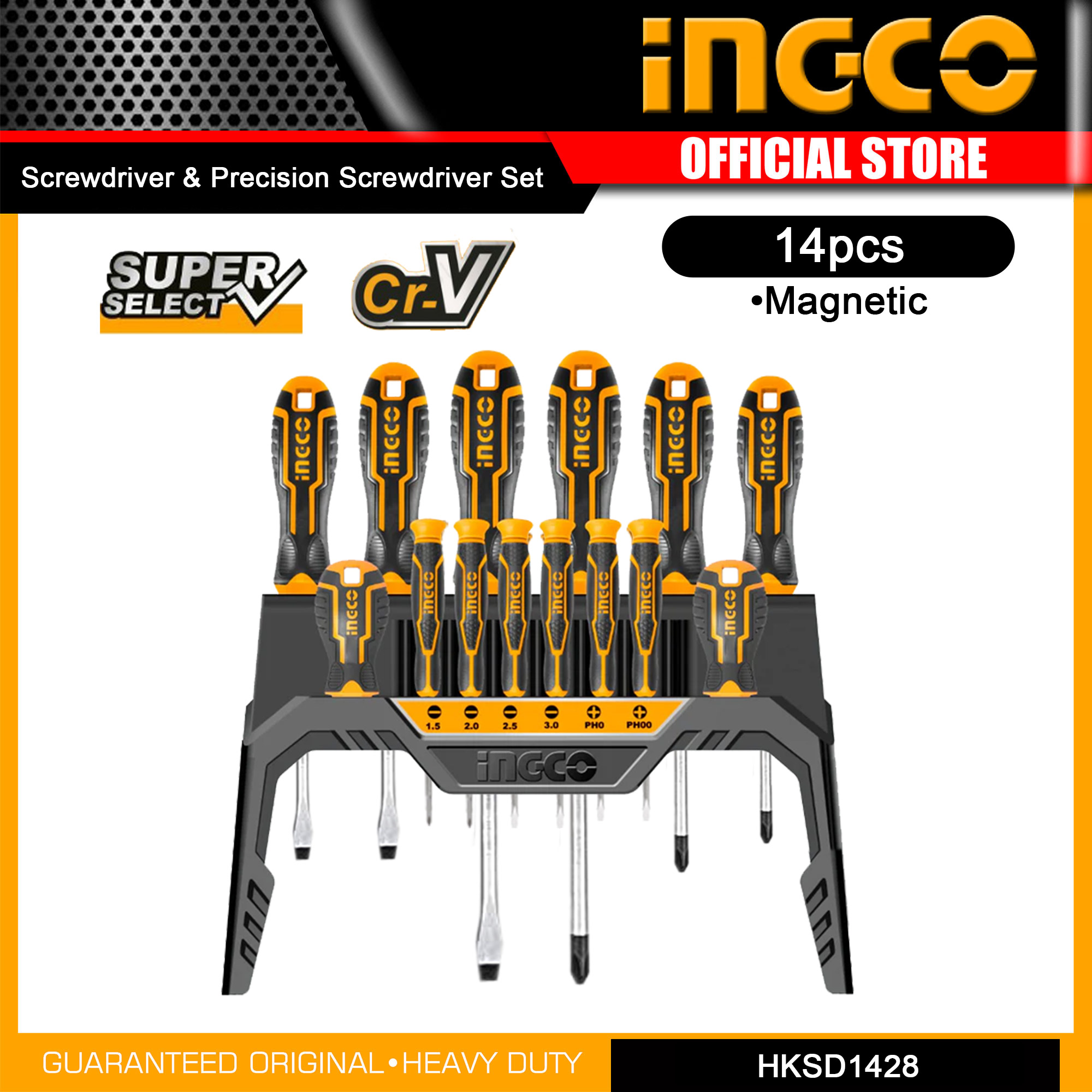 INGCO 14PCS Screwdriver and Precision Screwdriver Set SS Flat & Slotted ...