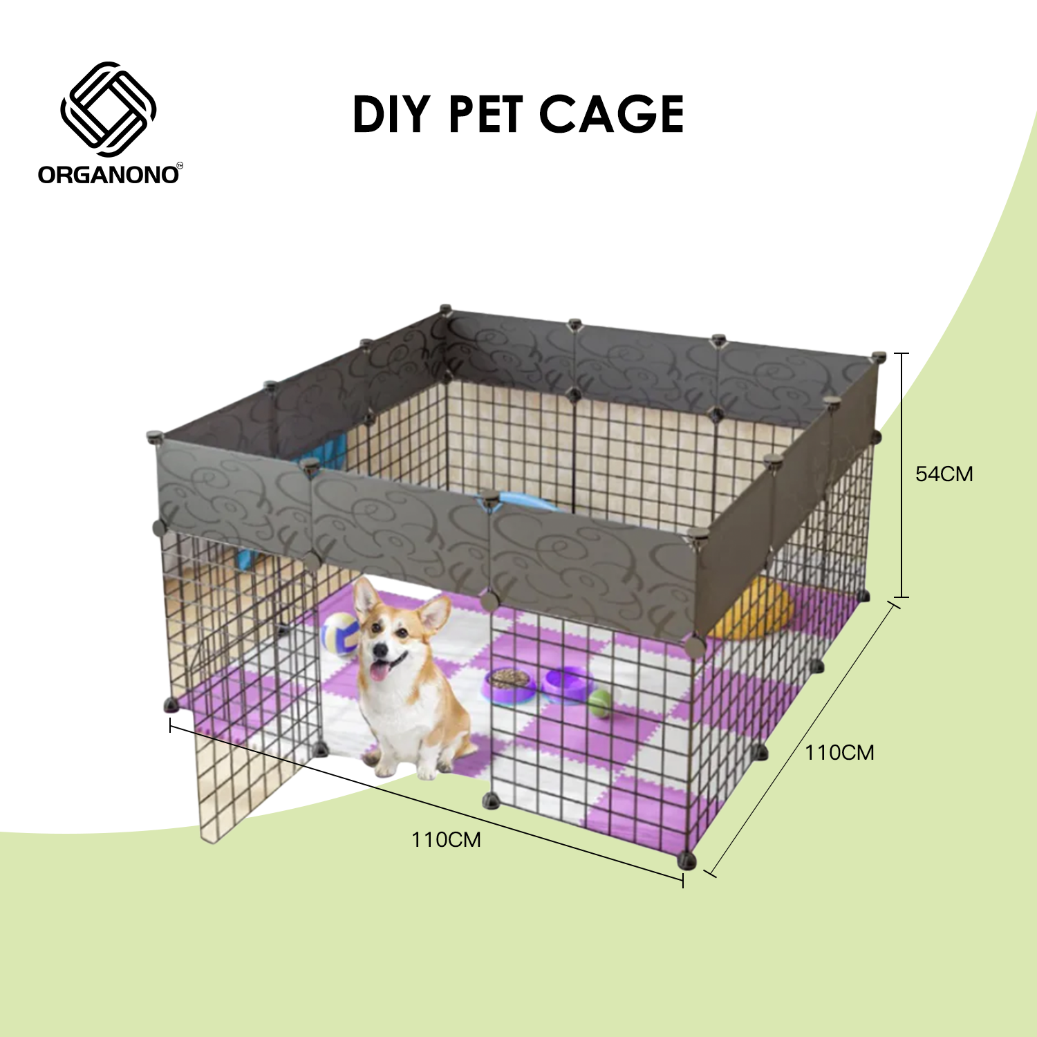 Organono DIY 1 Door Steel Net Multipurpose Pet Dog Cat Cage Stackable ...