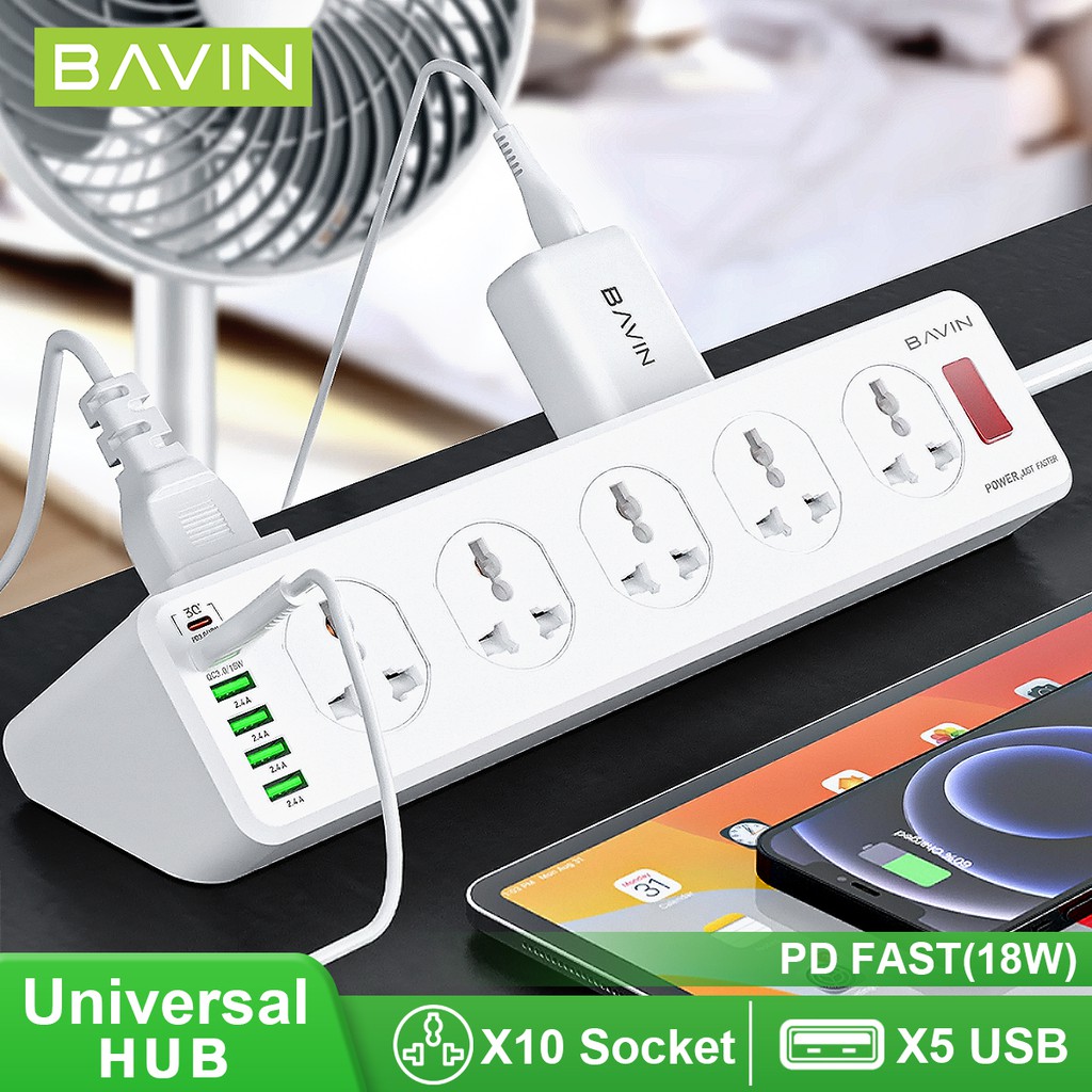 ship immediately BAVIN PC256 Universal Socket Extension w 10 Jack 5 ...