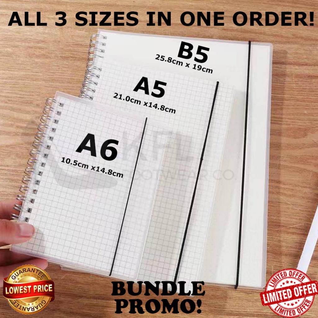 KFL BUNDLE OF ALL 3 SIZE EDS. Mu-Ji MINIMALIST STYLED NOTEBOOK A6/A5/B5 ...