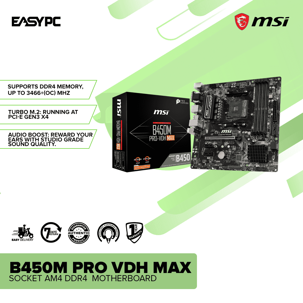 EasyPC | MSI B450m Pro-VDH Max AM4 Socket DDR4 Motherboard For Desktop PC | Lazada PH
