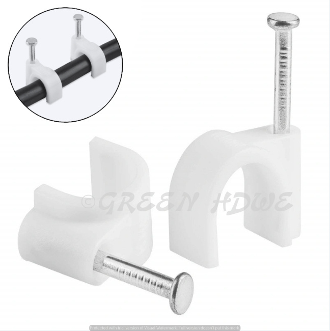 60PCS (6MM, 7MM, 8MM) ROUND TYPE WHITE CABLE CLIPS PVC NAIL CABLE WIRE CLIP WALL HANGING CLAMP C ...