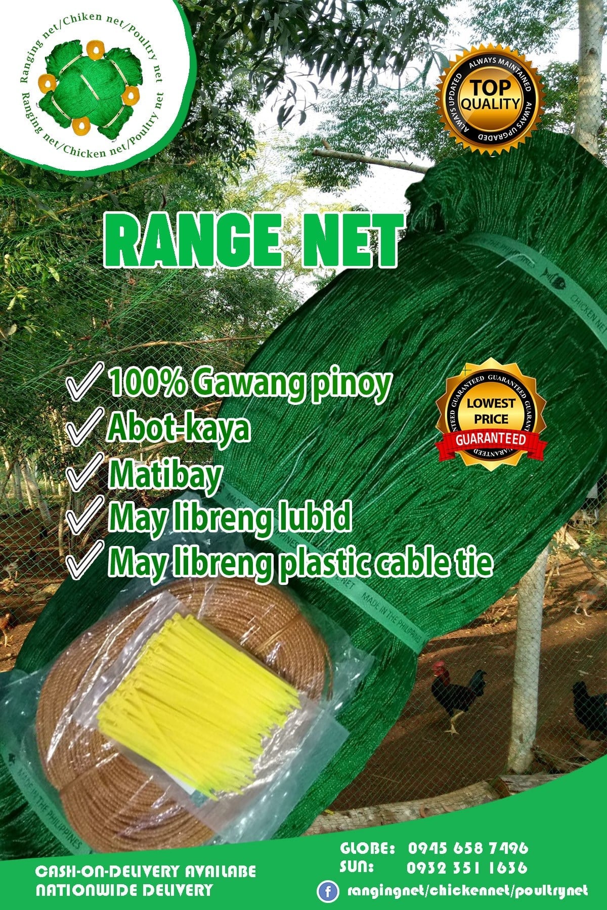 1.5 inch hole x9ft height x100 meters-Range net/chicken net/poultry net ...