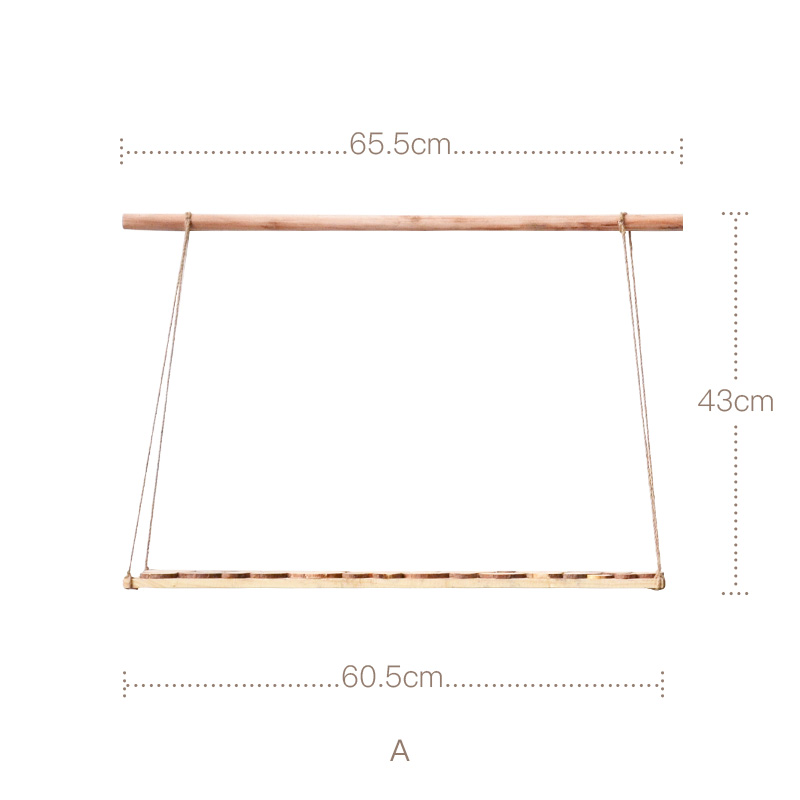 Perforation-free solid wood wall hanging rope rack wall hanging bedroom ...