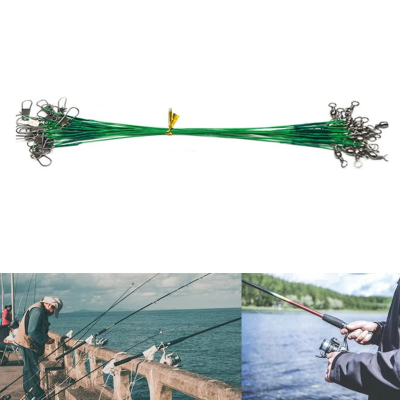 Jay 20pcs Anti Bite Steel Fishing Line Swivel Steel Wire Core Leash ...