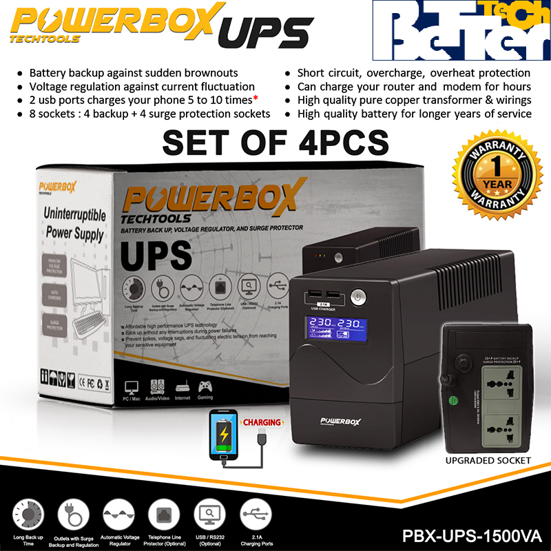 POWERBOX UPS 1500va (Uninterruptible Power Supply) with 8 Sockets | 2 ...