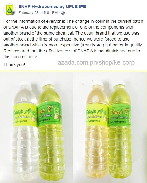 Snap Hydroponics Nutrient Solution 500ml Set Fertilizer | Lazada PH