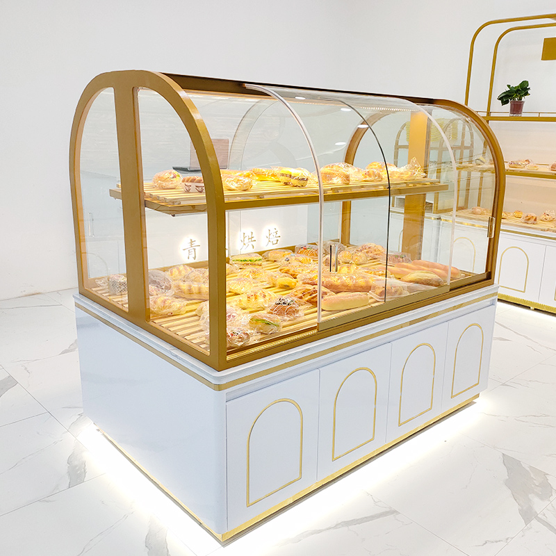 New wrought iron bread cabinet bread display cabinet solid wood island ...