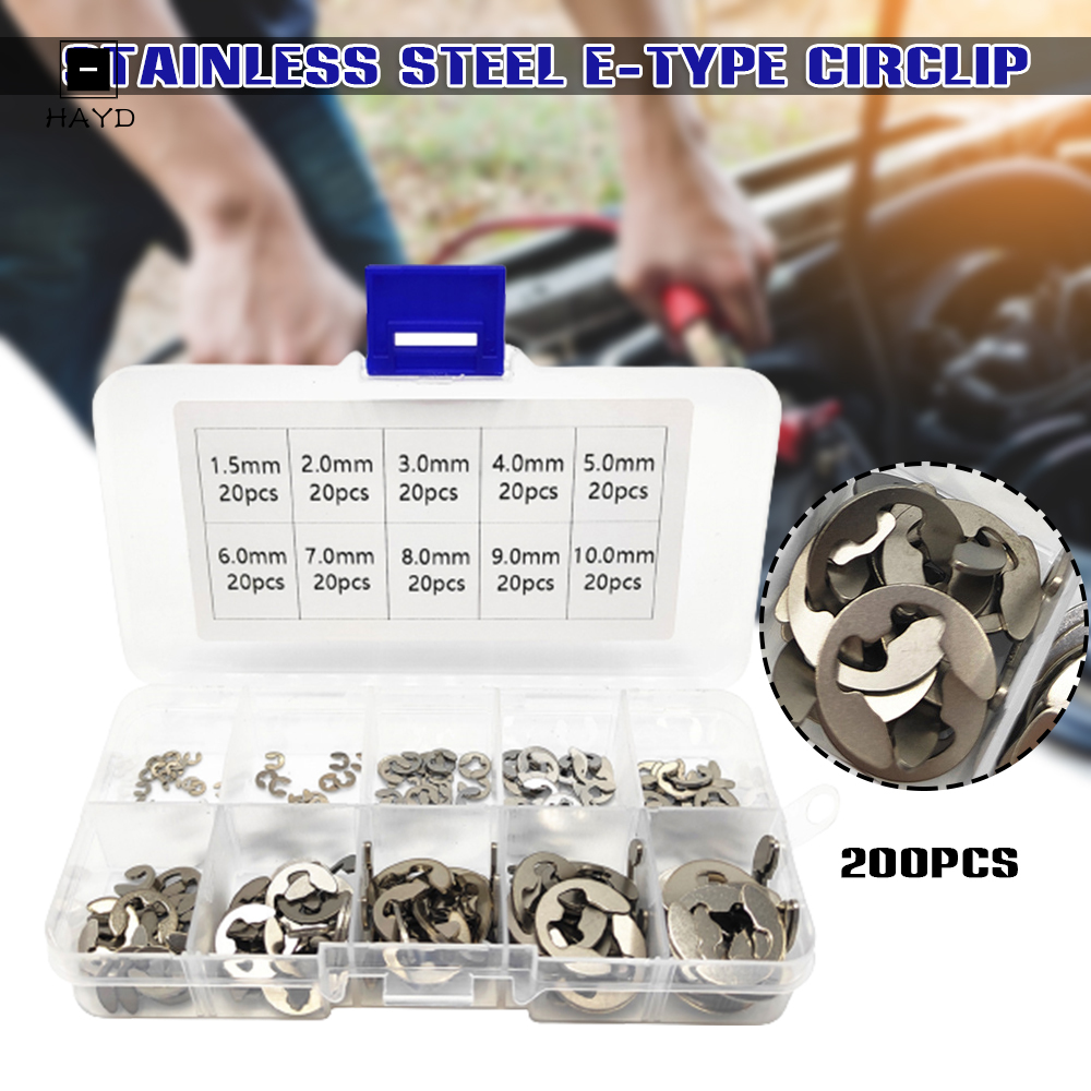 HAYD 200PCS 304 Stainless Steel E Clip Assortment Kit External ...