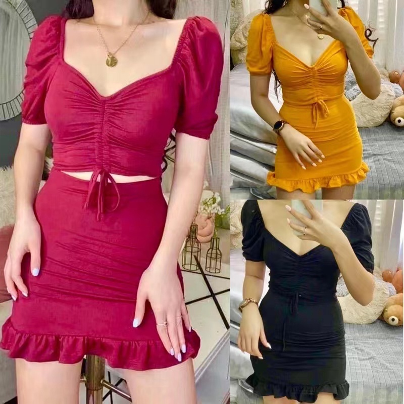 Lucky #B686 TERNO Puff Top and Skirt Terno 2in1 | Lazada PH