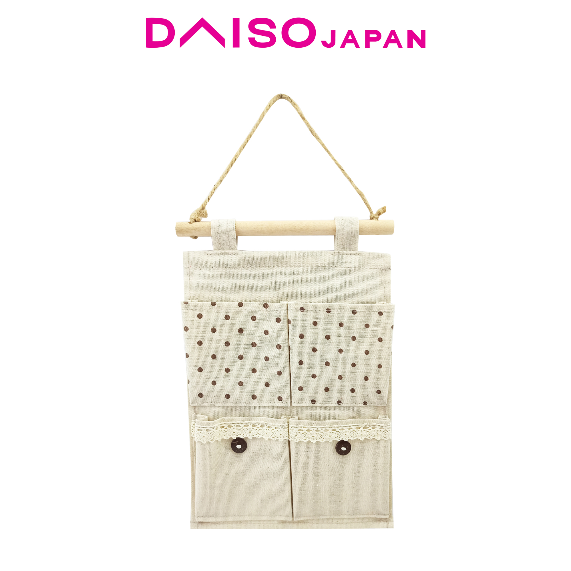 Daiso Natural Wood Wall Hanging 4-Pockets Storage | Lazada PH