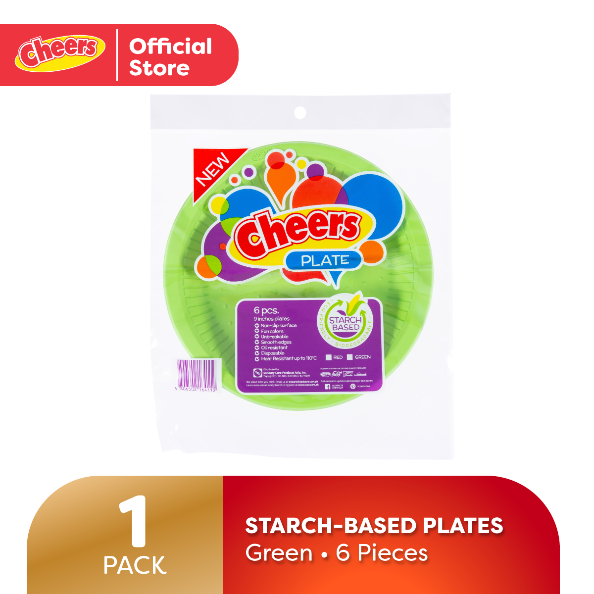 Cheers Starch-Based Plates 6 Pieces - Green Color (1 Pack) TPH | Lazada PH