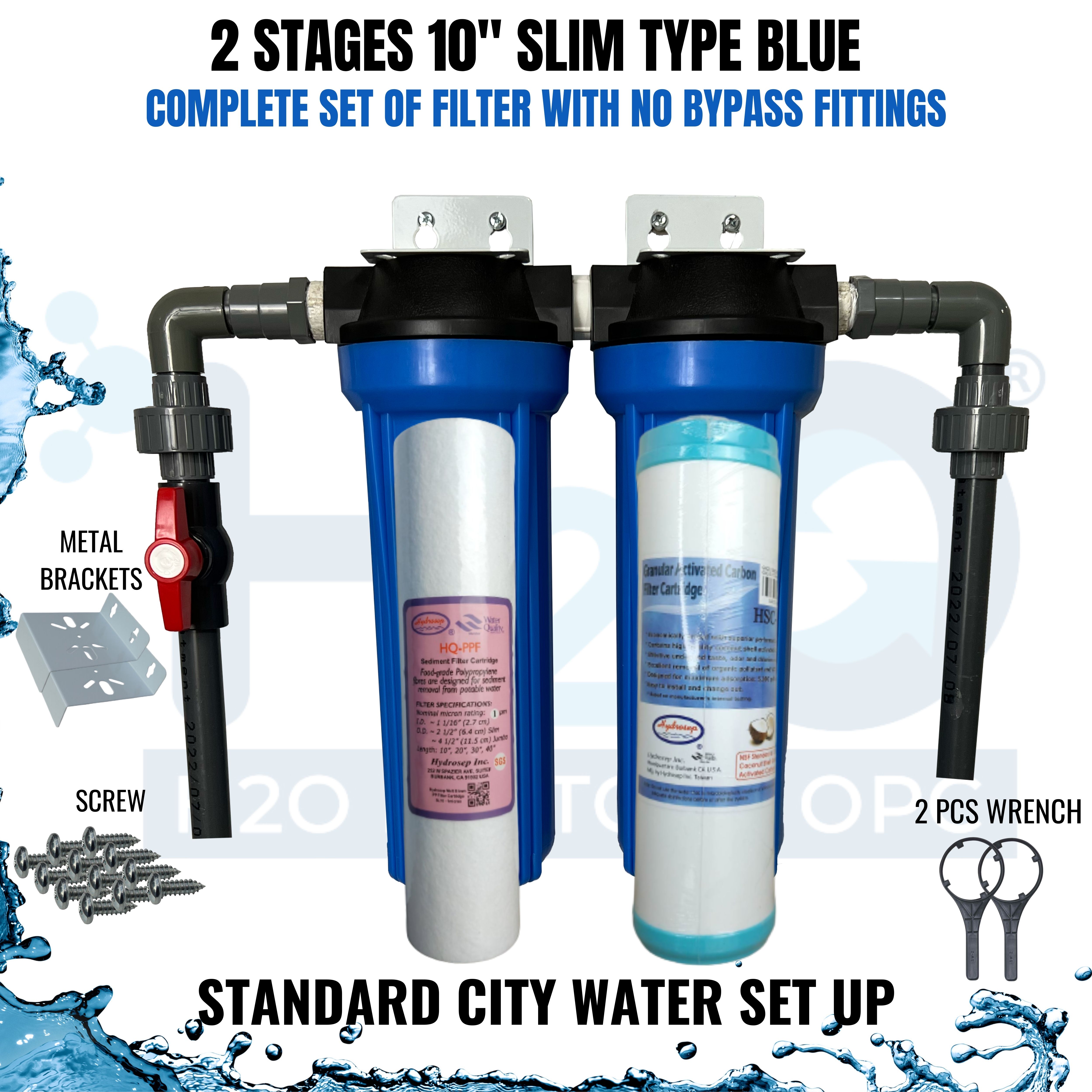 Water Purifier for Home 2 Stages 10" Slim for Faucet Complete Set of ...