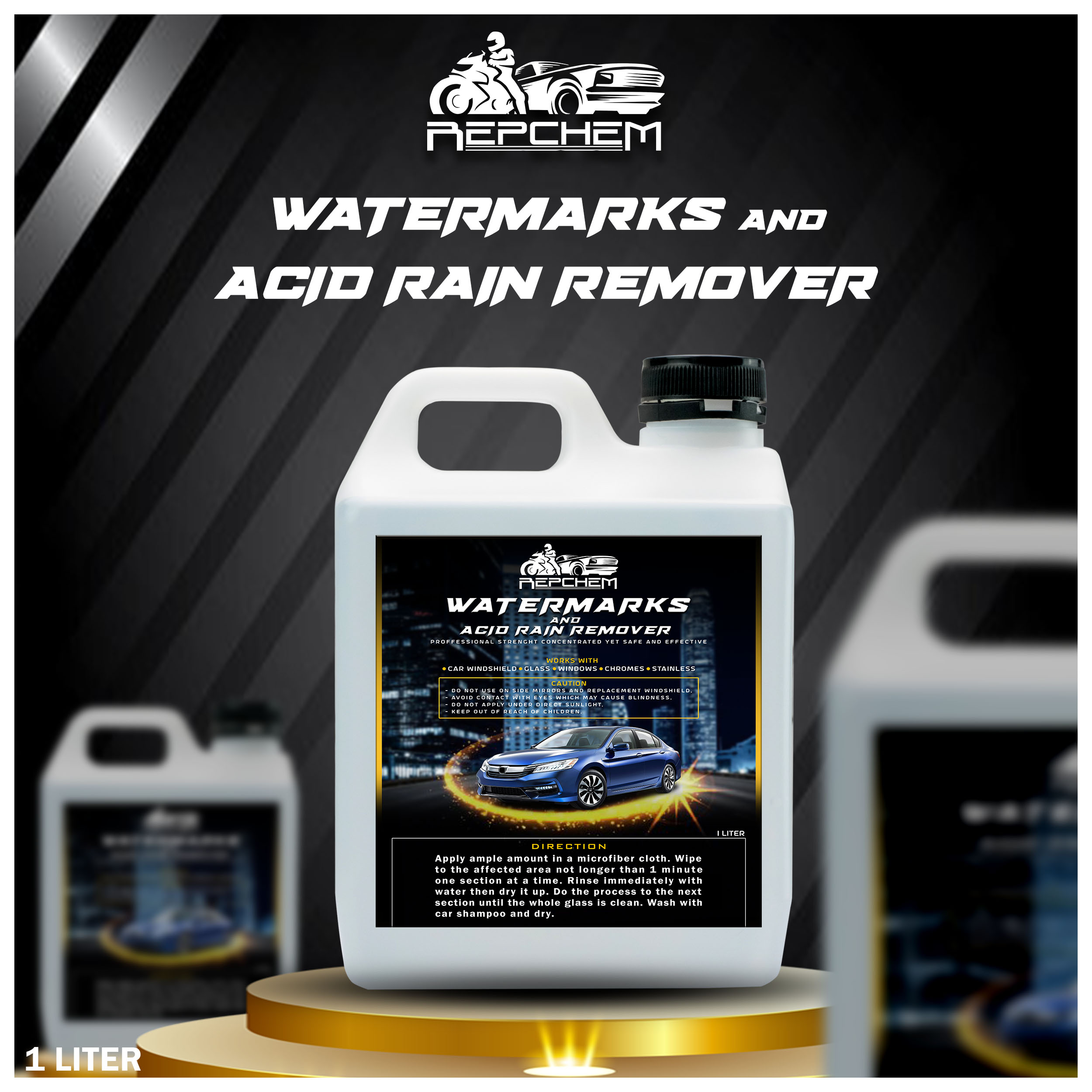 REPCHEM 1 LITER Watermarks and Acid Rain Stain Remover with FREE ...