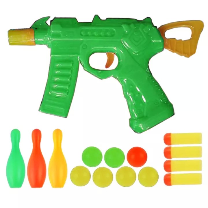 Soft Bullet Gun Game Shooting Nerf Ball Gun With Mini Bowling Target ...