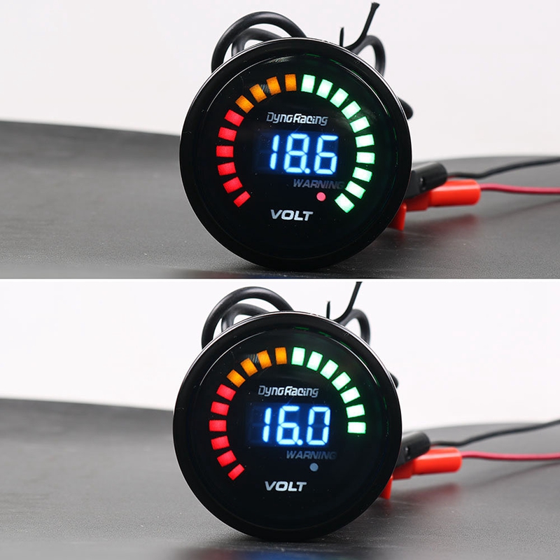 Dyno Racing 2 inch 52mm Digital Analog LED Electronic Auto Car Voltage ...