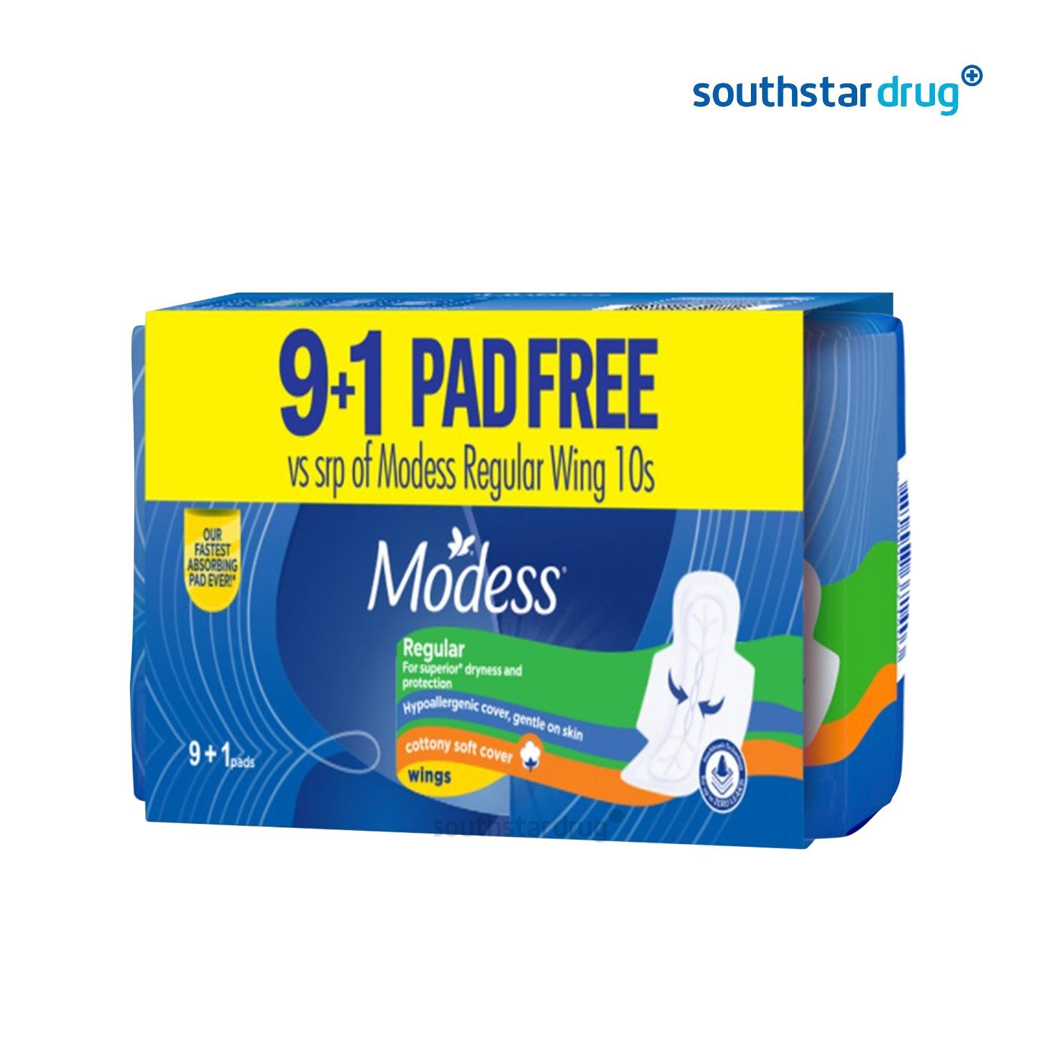 Modess Regular Cotton Wings 9 + 1 Pads | Lazada PH